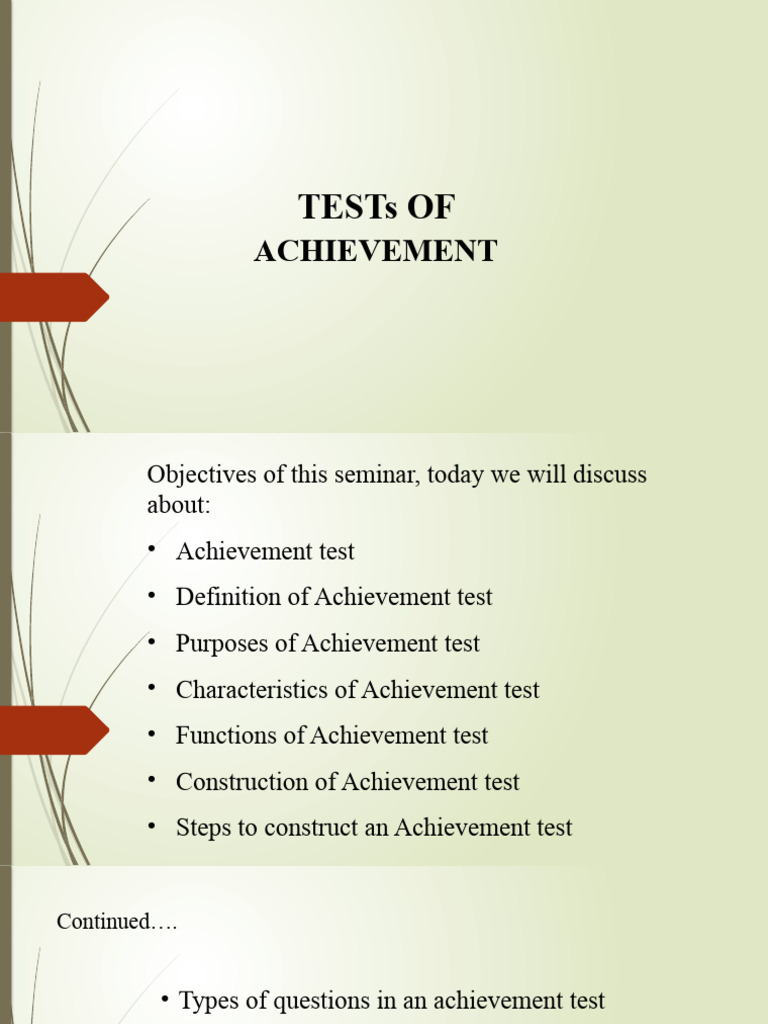 Overview of Achievement Tests | PDF | Teachers | Standardized Tests