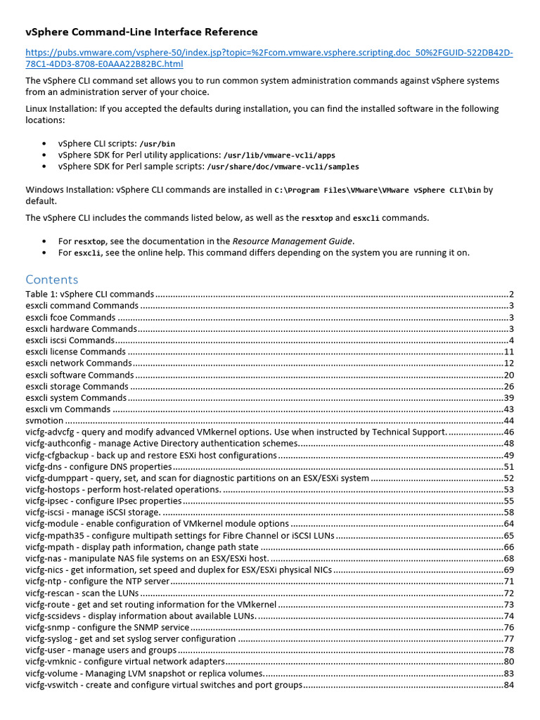 Esxi Esxcli Vsphere Command Line Interface Reference Pdf Computer Science Computer