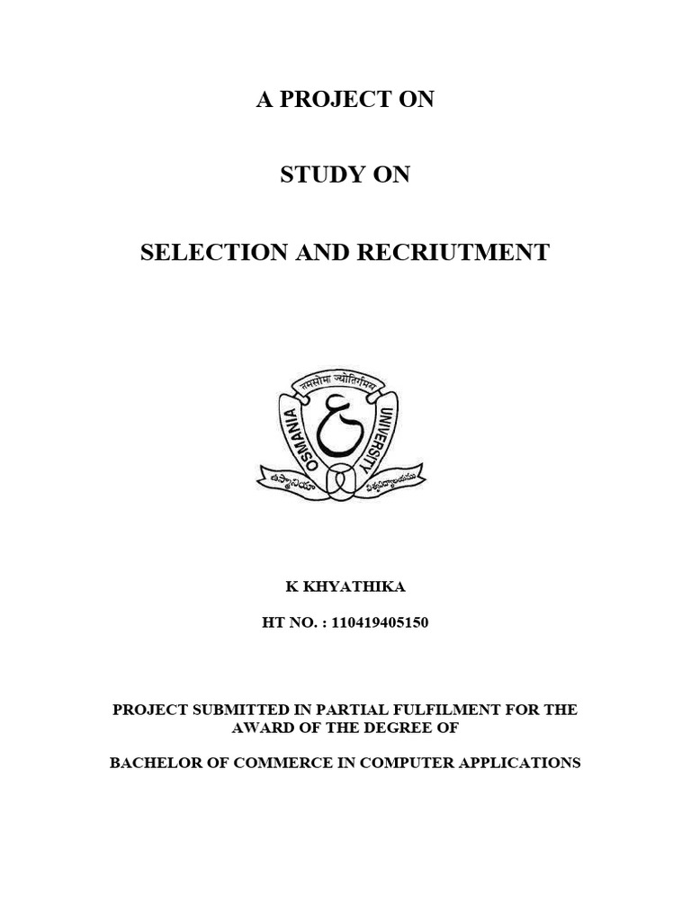 Study on Recruitment and Selection Process | PDF | Recruitment | Employment