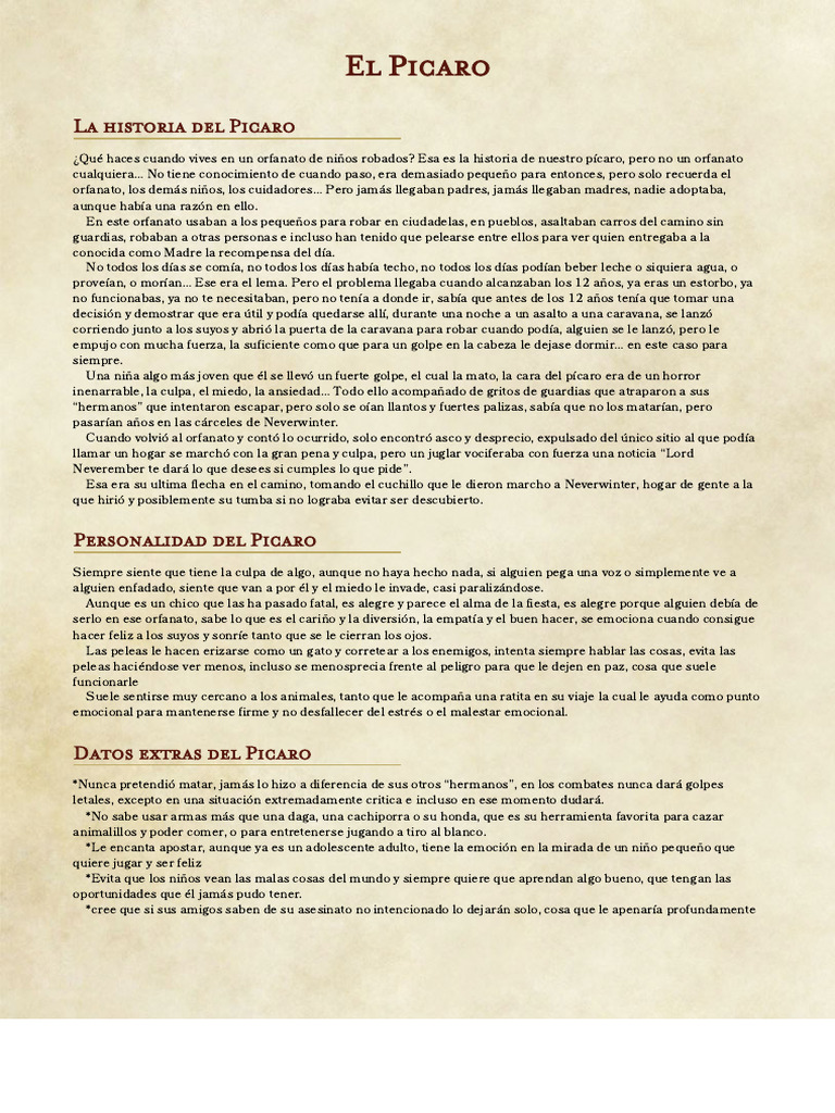 El Picaro Casting Pdf