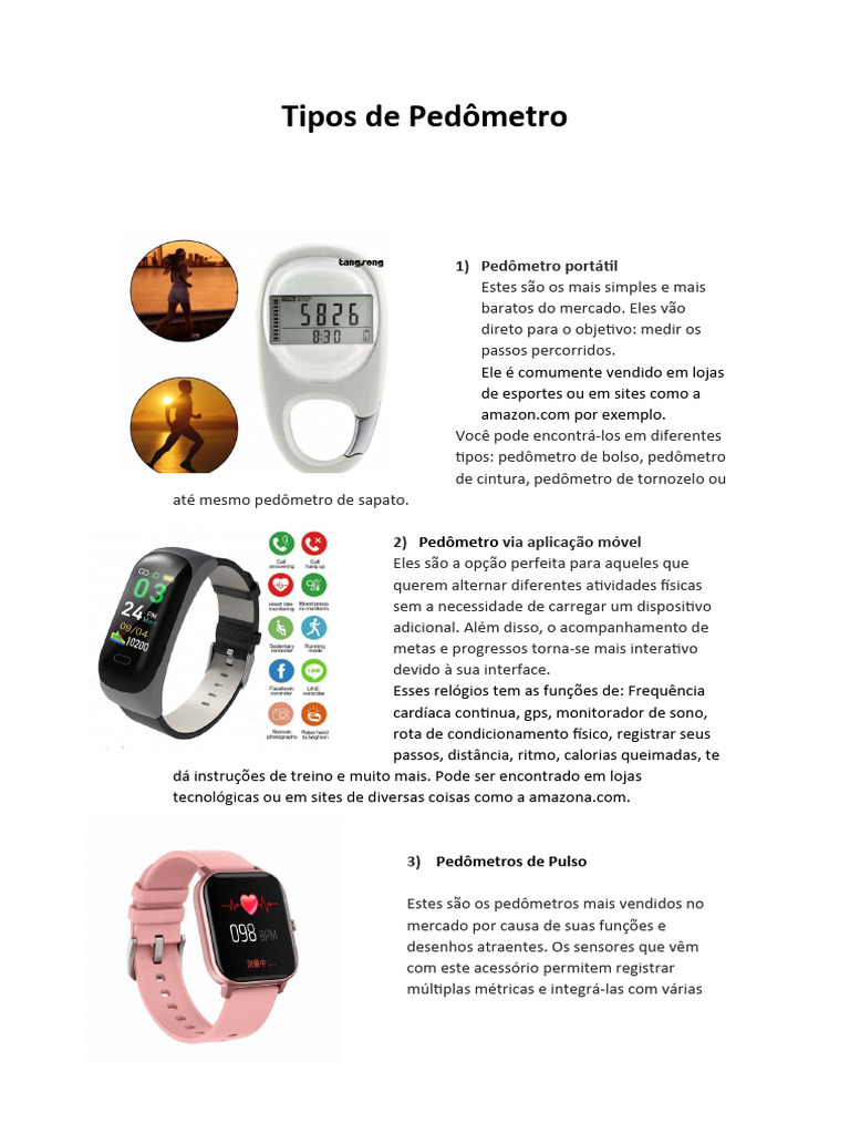 Tipos de Pedômetro | PDF