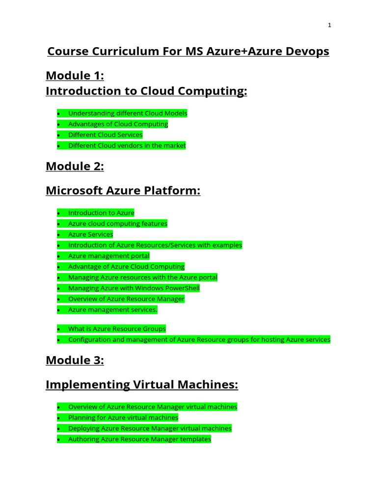 MS Azure - Azure Devops-Syllabus | PDF | Microsoft Azure | Cloud Computing