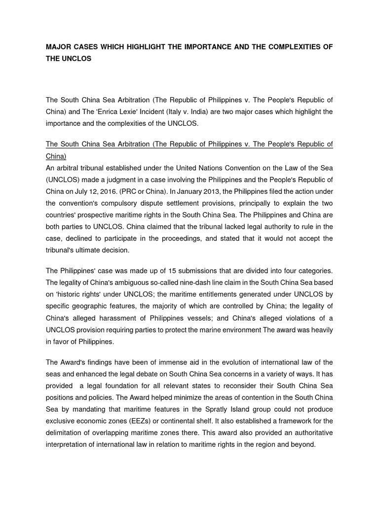 Major Cases Which Highlight The Importance and The Complexities of The ...