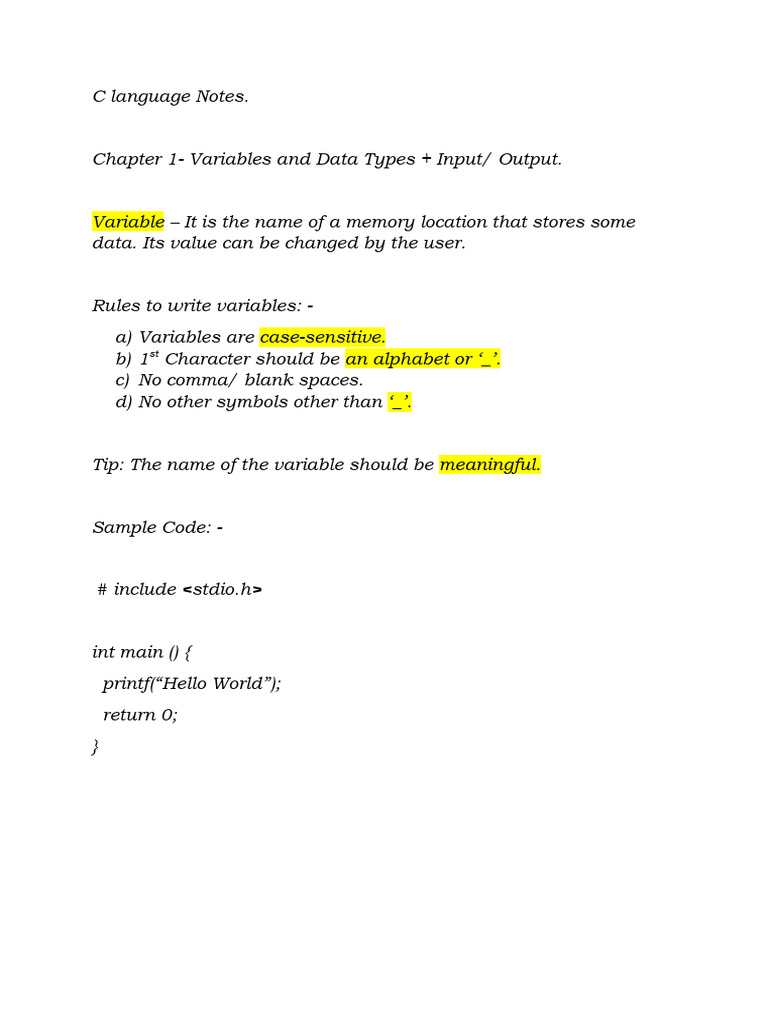 C Language Pdf Integer Computer Science Variable Computer Science 1684