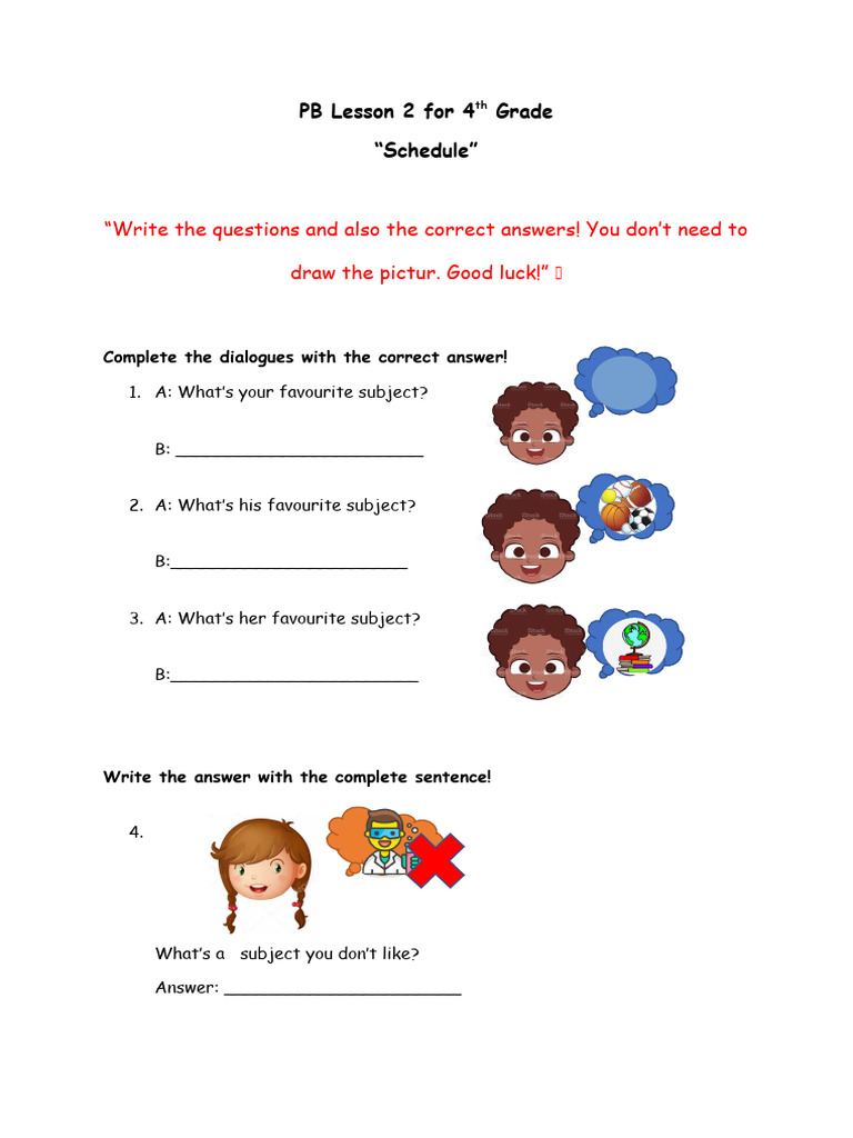 PB Lesson 2 For 4th Grade | PDF