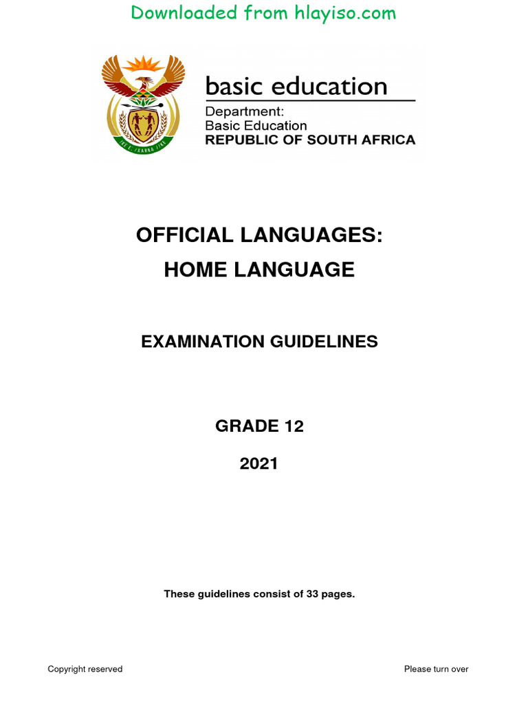 Home Languages GR 12 Exam Guidelines 2021 - Hlayiso - Com | PDF ...