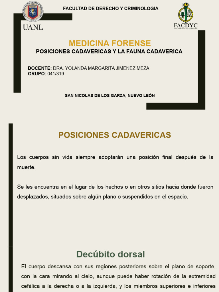 MF - Posiciones Cadavericas | PDF | Mosca | Cadáver