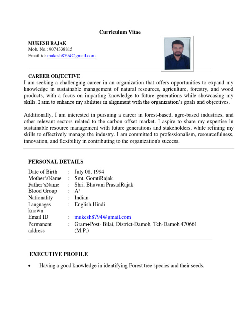 MUKESH CV (1) (1) Updated | PDF | Forestry | Natural Environment
