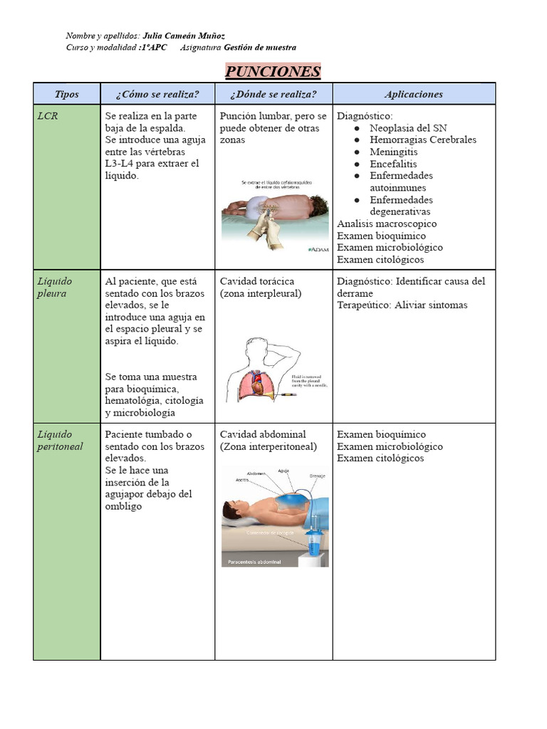 Actividad de Punciones | PDF | Medicina CLINICA | Especialidades Medicas