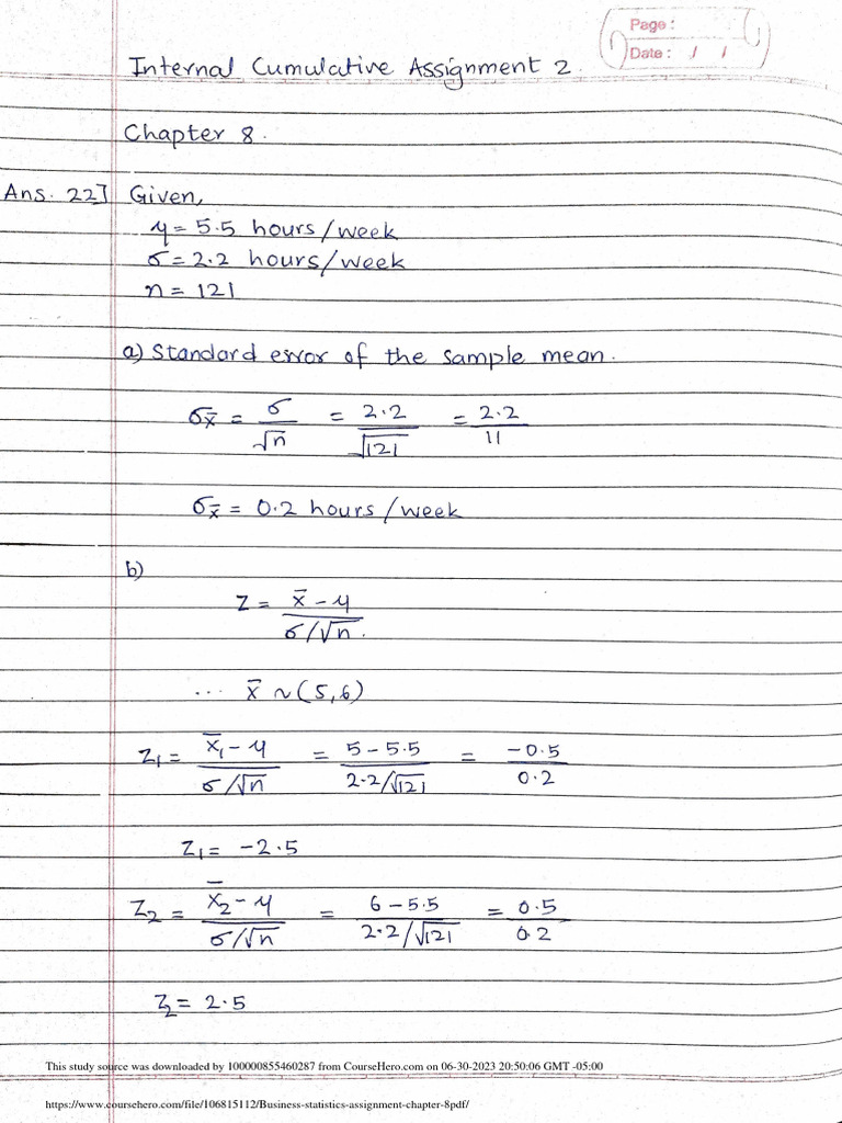 Business Statistics Assignment Chapter 8 PDF | PDF