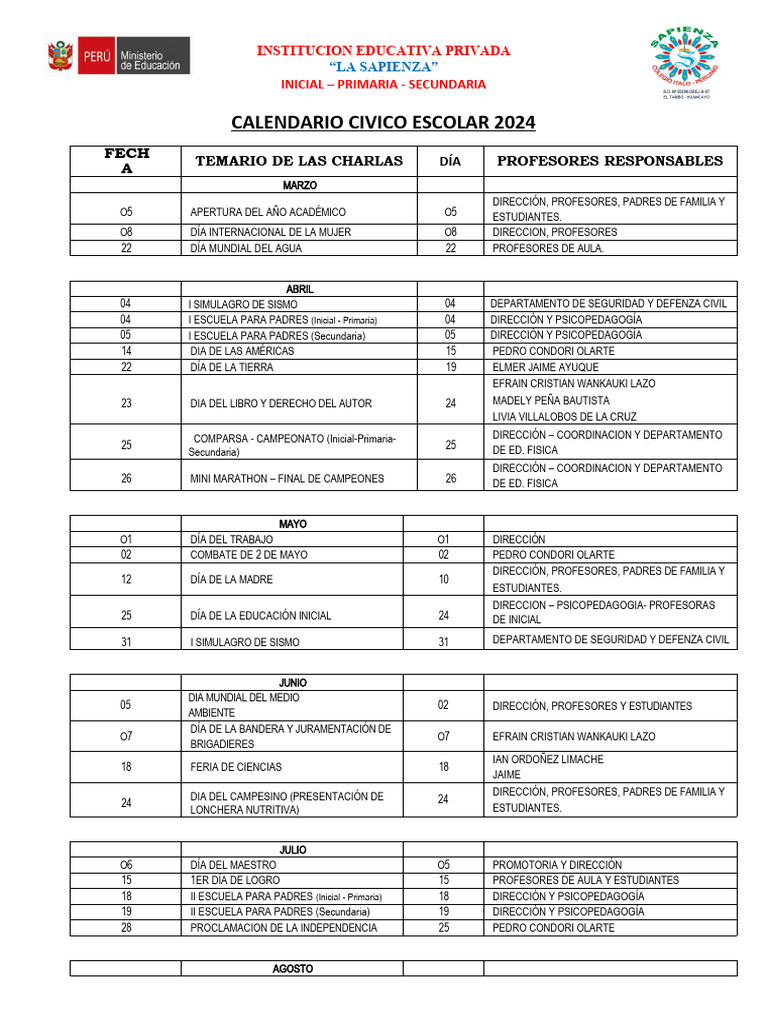 Calendario Civico Escolar 2024 Ultimo | PDF | Observancias