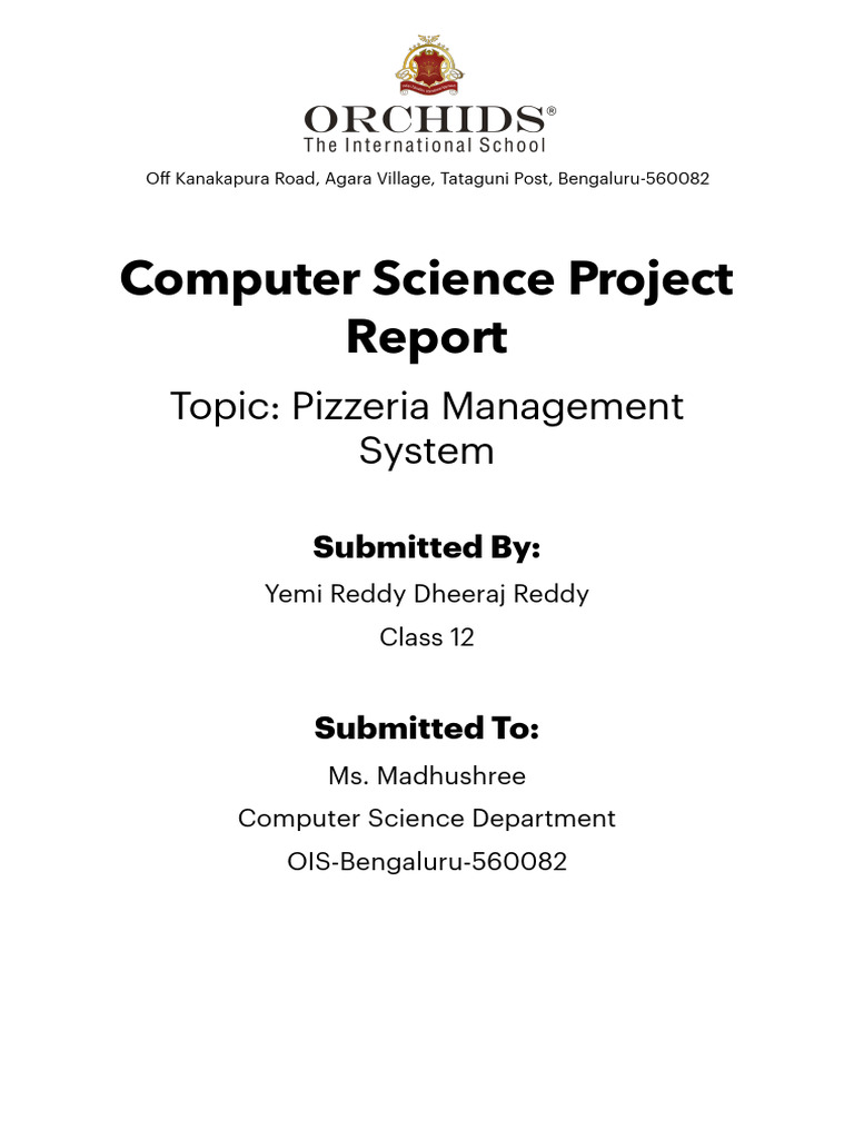 CS Project Report | PDF | Databases | My Sql