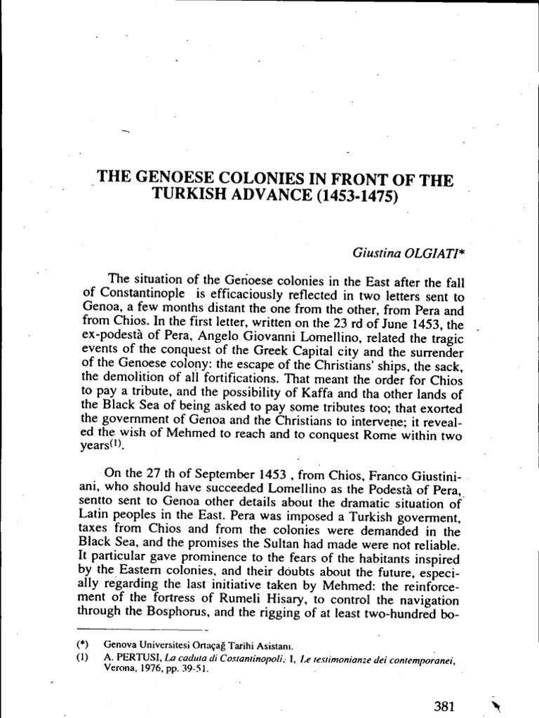 Genoese Colonies and Turkish Expansion (1453-1475) | PDF | Genoa ...