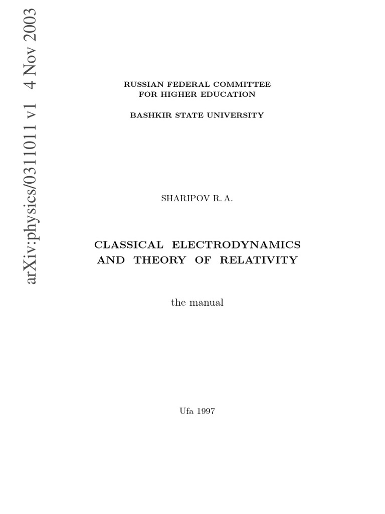 Sharipov Classical Electrodynamics and T | PDF | Field (Physics) | Force