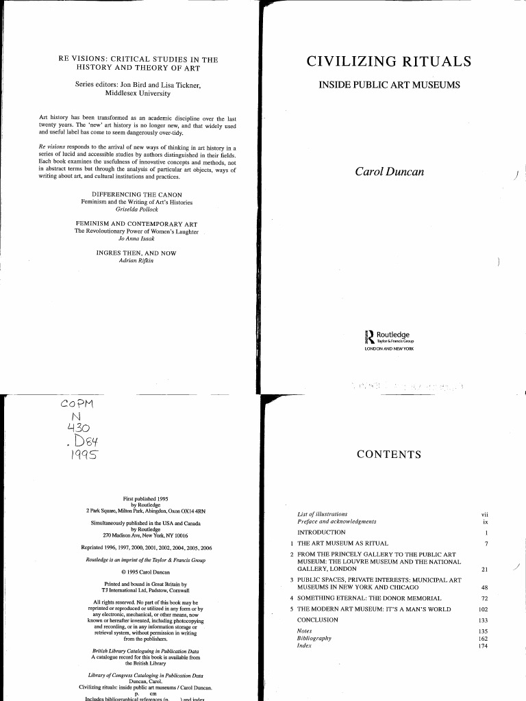 Carol Duncan - Civilizing Rituals - Inside Public Art Museums-Routledge ...