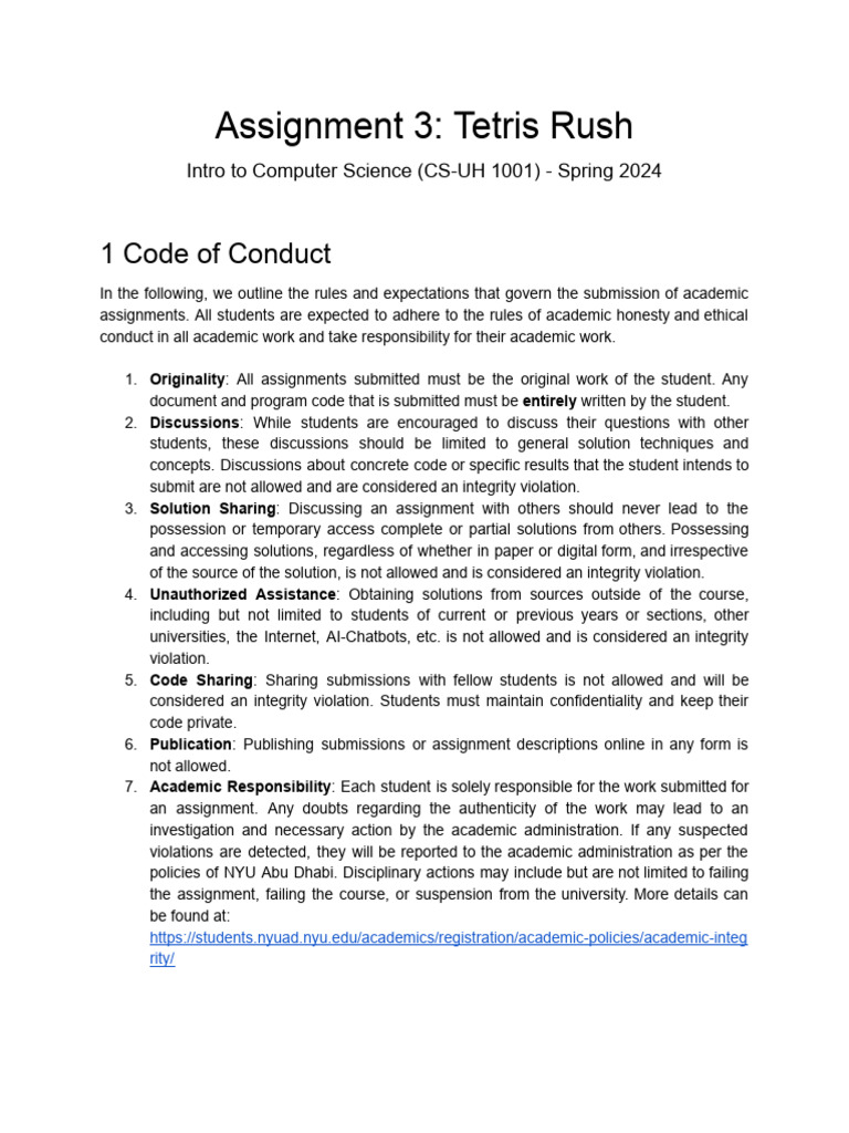 Assignment 3 - Tetris Rush | PDF | Class (Computer Programming) | Method (Computer Programming)