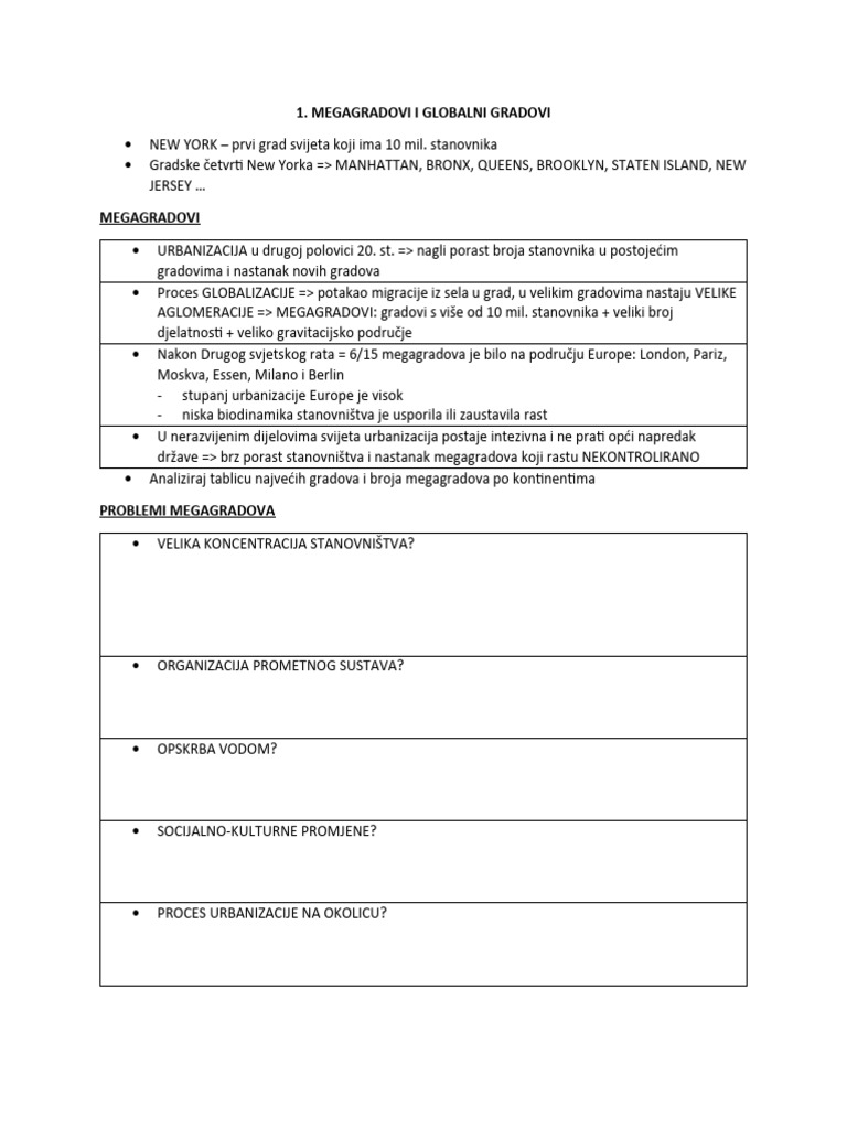 Megagradovi I Globalni Gradovi | PDF
