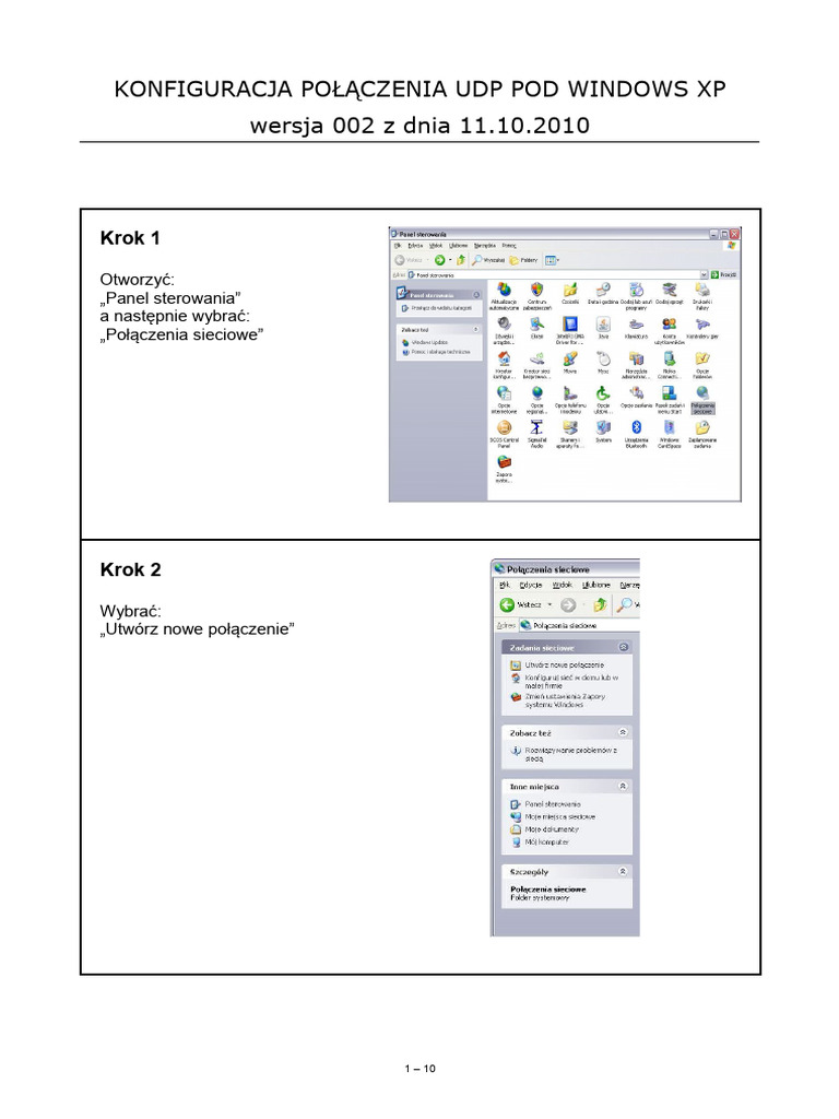Konfiguracja UDP Dla Windows XP v.2 | PDF