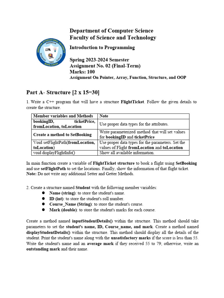 C++ Programming Assignment on OOP and Data Structures | PDF | Parameter ...