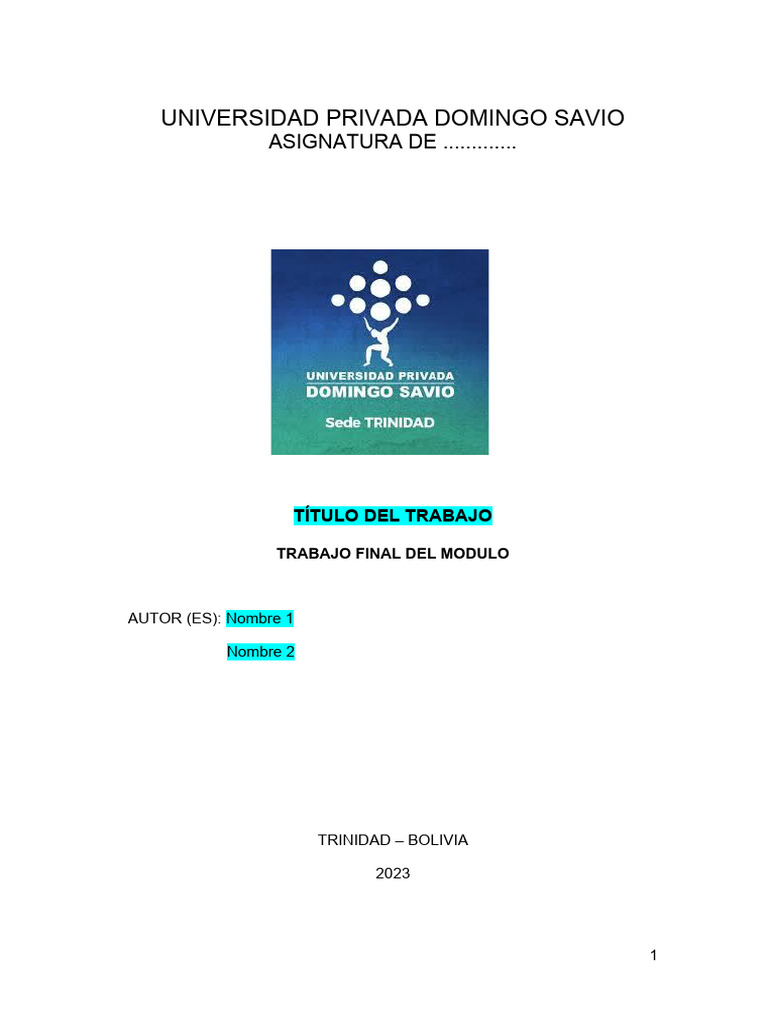 Formato de Trabajos Finales UPDS | PDF