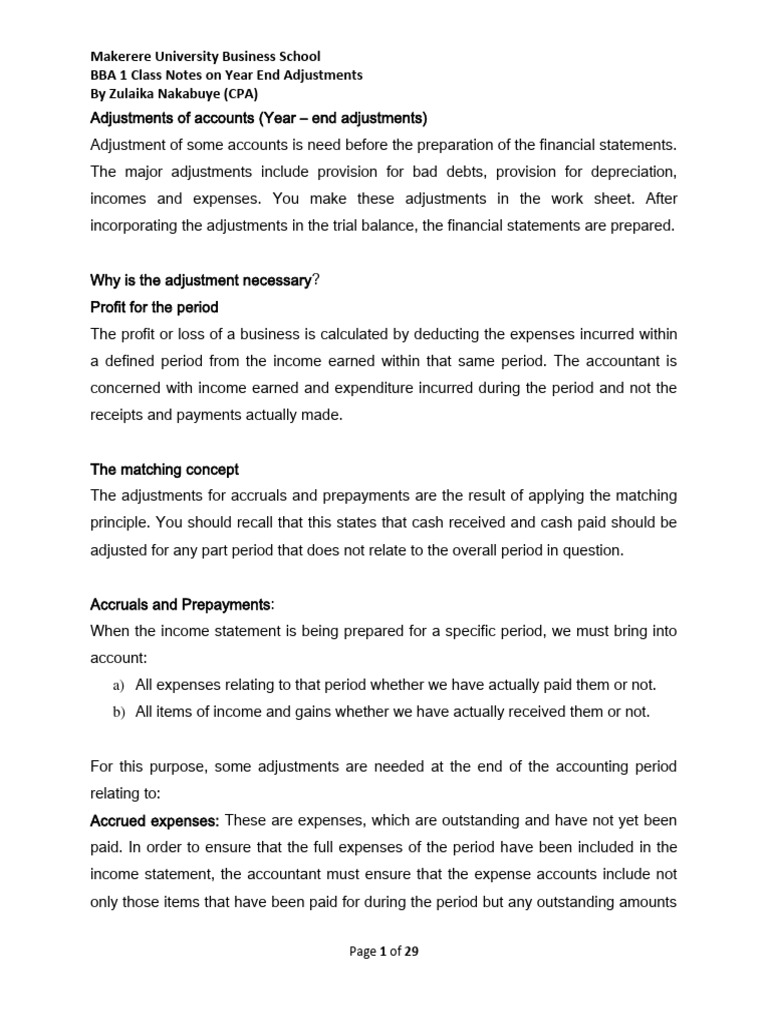 Year End Adjustments | PDF | Depreciation | Expense