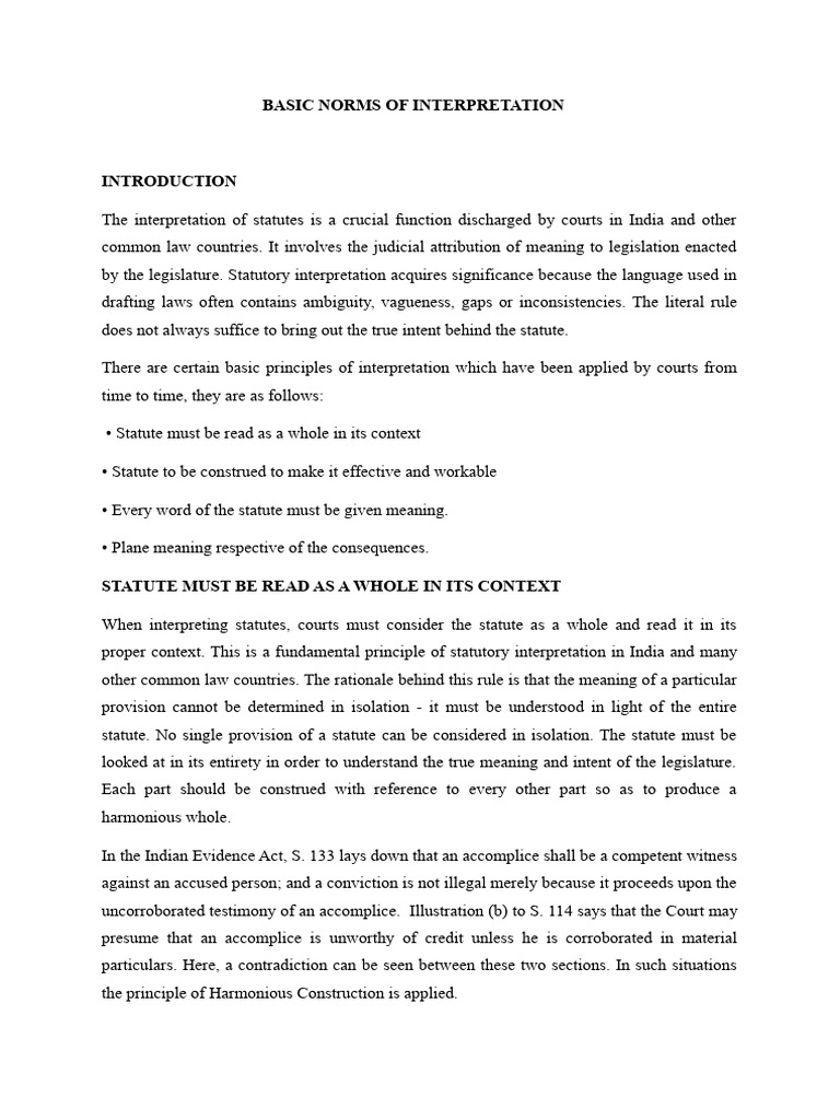Basic Norms of Interpretation | PDF | Statutory Interpretation | Plain ...