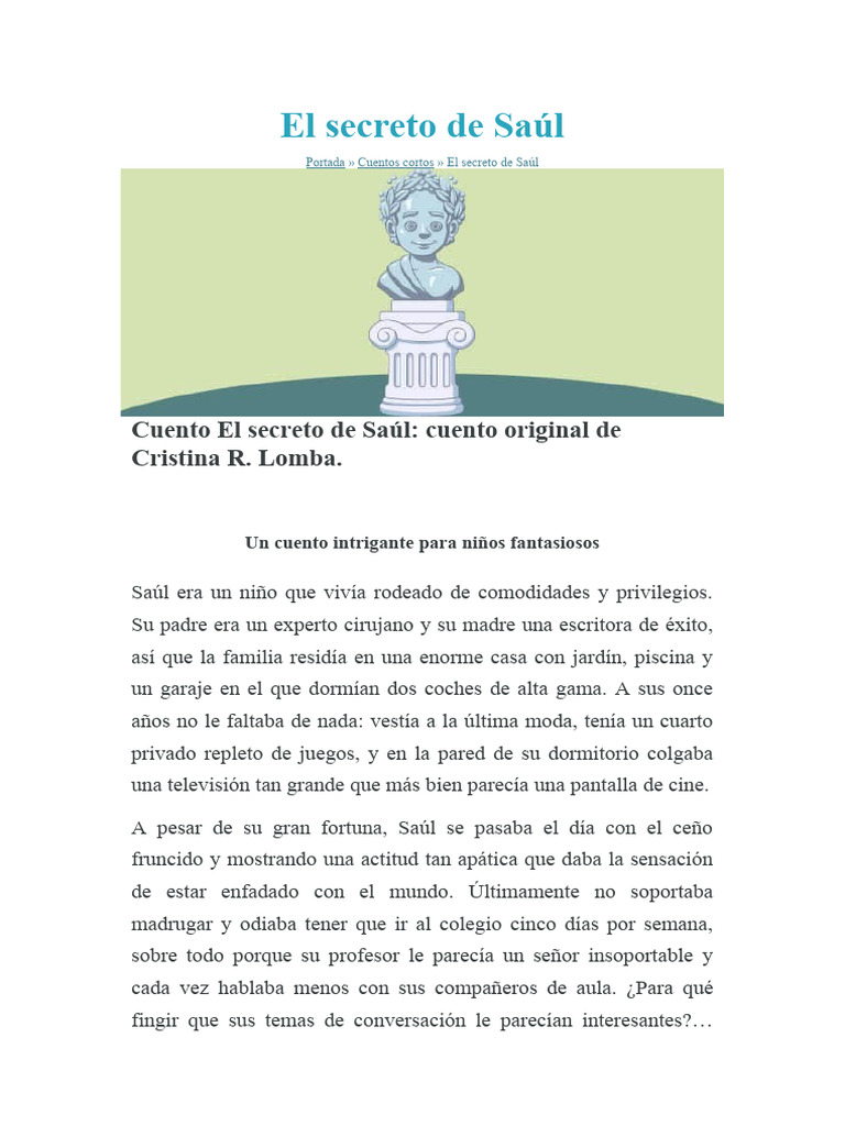 El secreto de Saúl: un cuento infantil | PDF