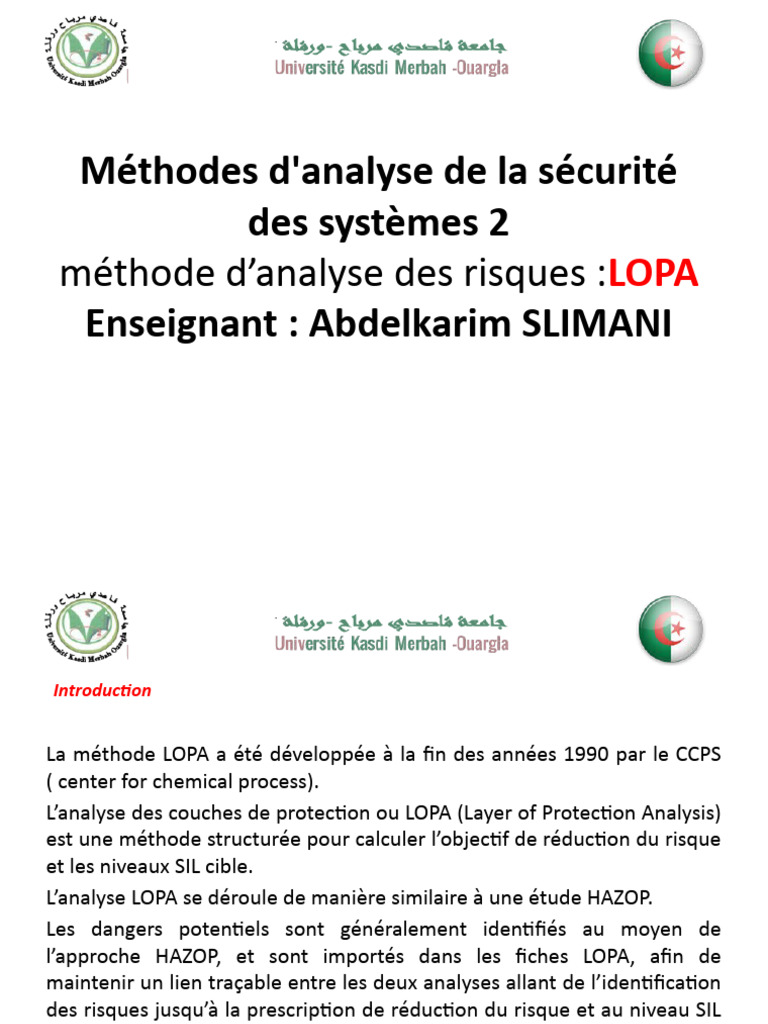 Méthode LOPA : Analyse des Risques Industriels | PDF | Risque | Sécurité