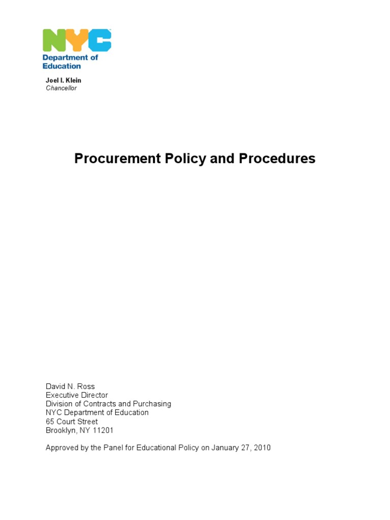 Department of Education Procurement Policy and Procedures | PDF ...