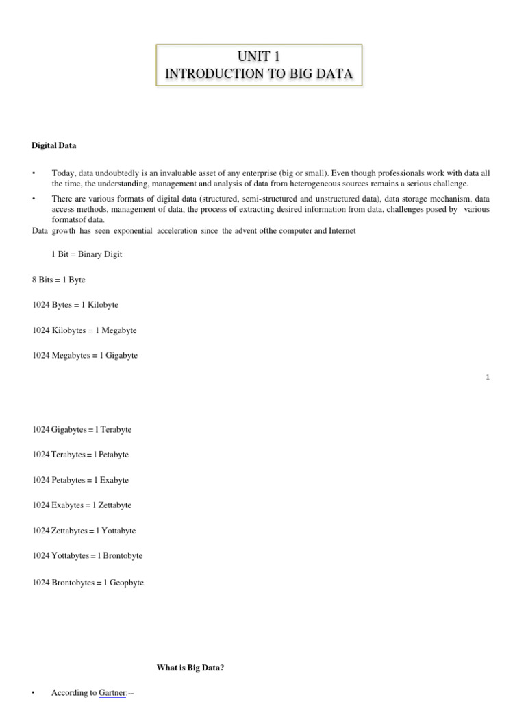 Big Data Unit-1 Kcs-061 | PDF | Big Data | Search Engine Indexing