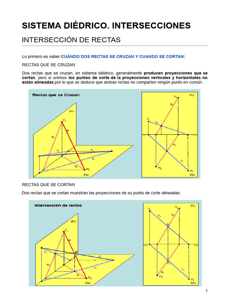 Intersecciones en Sistema Diédrico | PDF | Geometría euclidiana | Conceptos matemáticos
