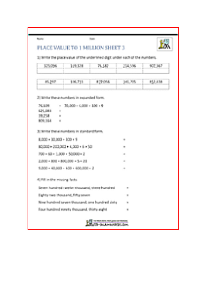 Worksheet-Place Value | PDF