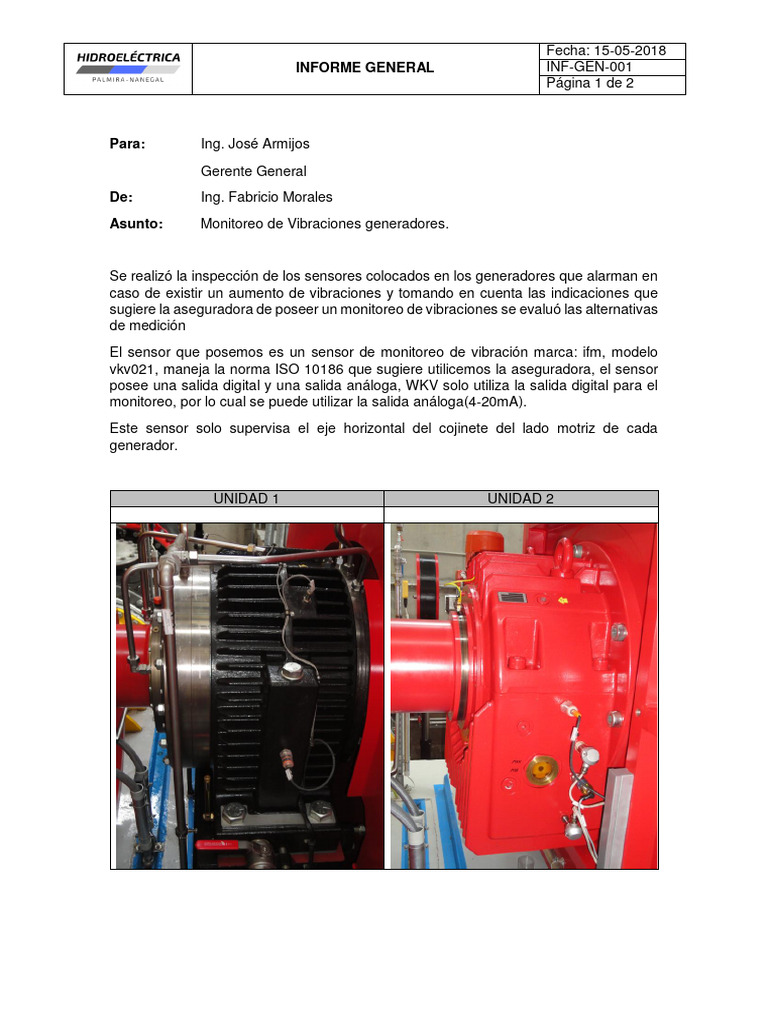 INF-GEN-001 (15-05-2018) Monitoreo de Vibraciones | PDF