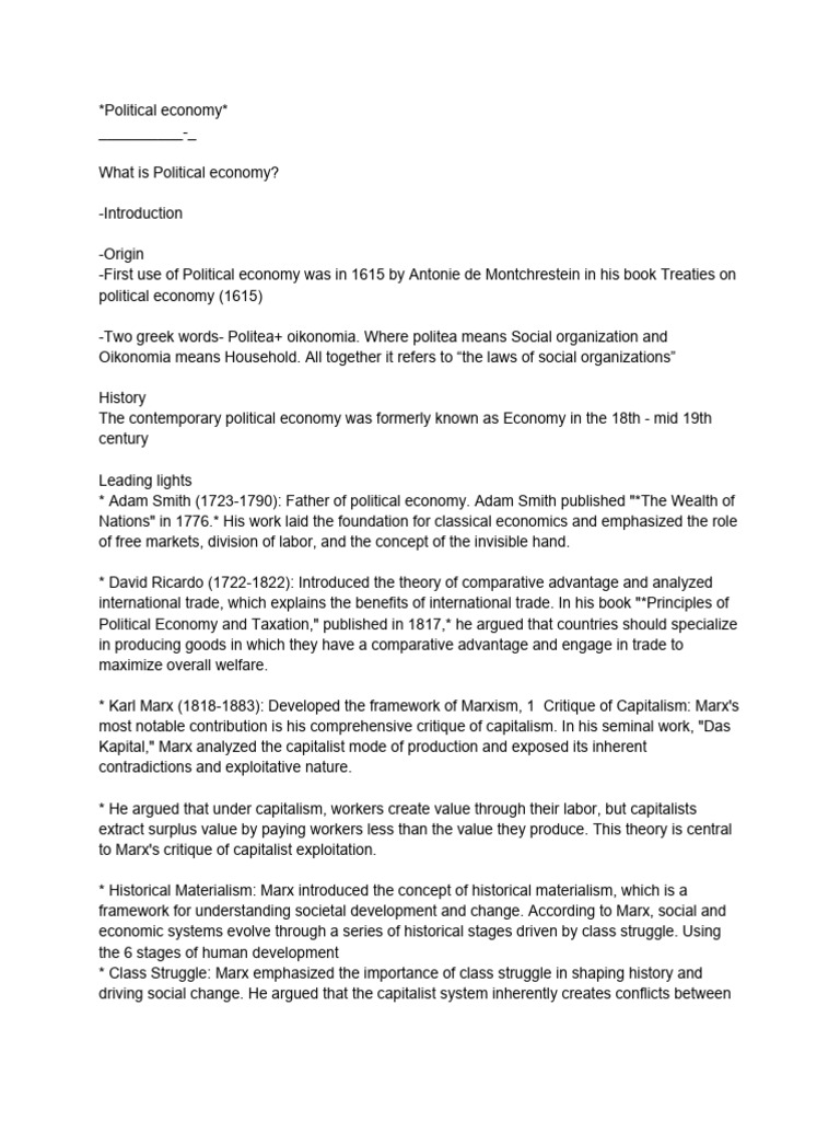 Political Economy | PDF | Capitalism | Economics