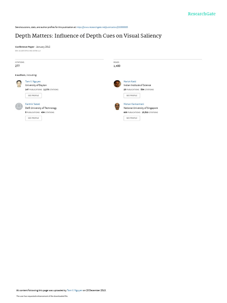 Depth Matters Influence of Depth Cues On Visual Saliency - Tam v ...