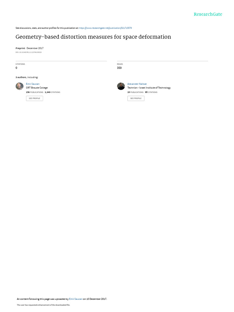 Geometry-Based Distortion Measures For Space Deformation - Emil Saucan | Download Free PDF ...
