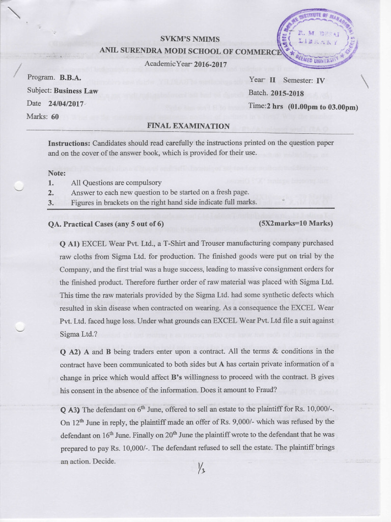 2016-2017 BL | PDF | Private Law | Common Law