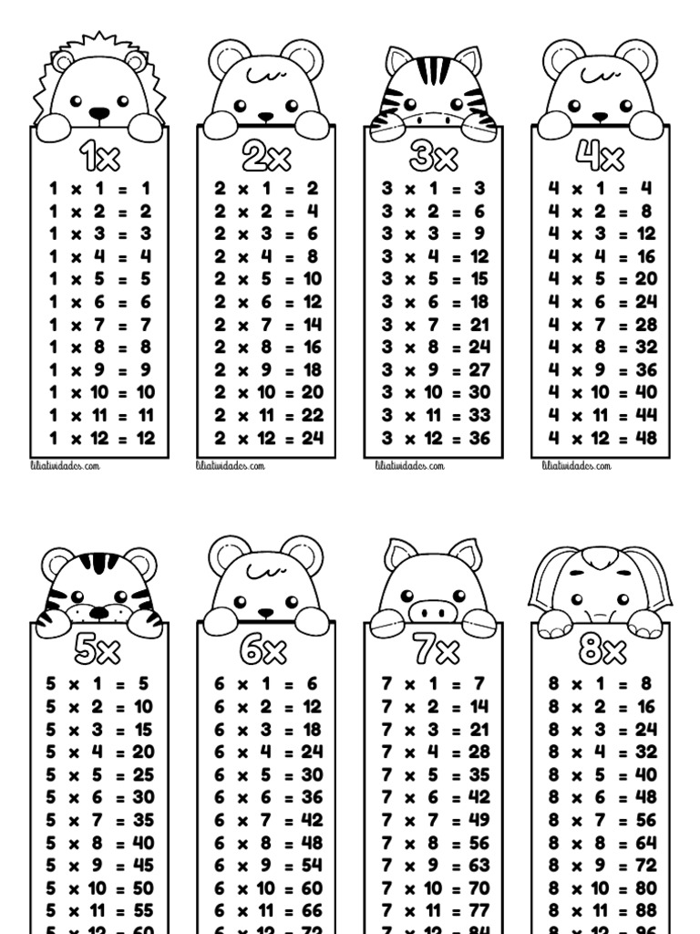 Tabuada para Colorir | PDF