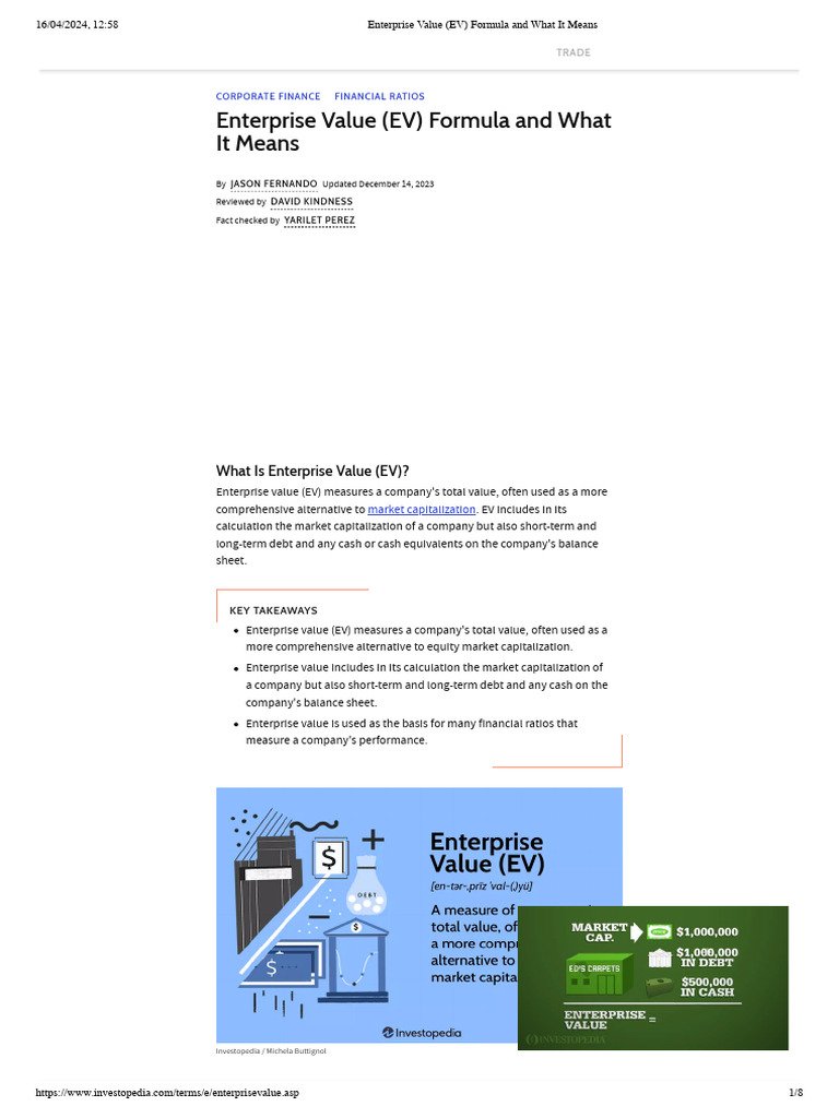 Enterprise Value (EV) Formula and What It Means | PDF | Valuation ...