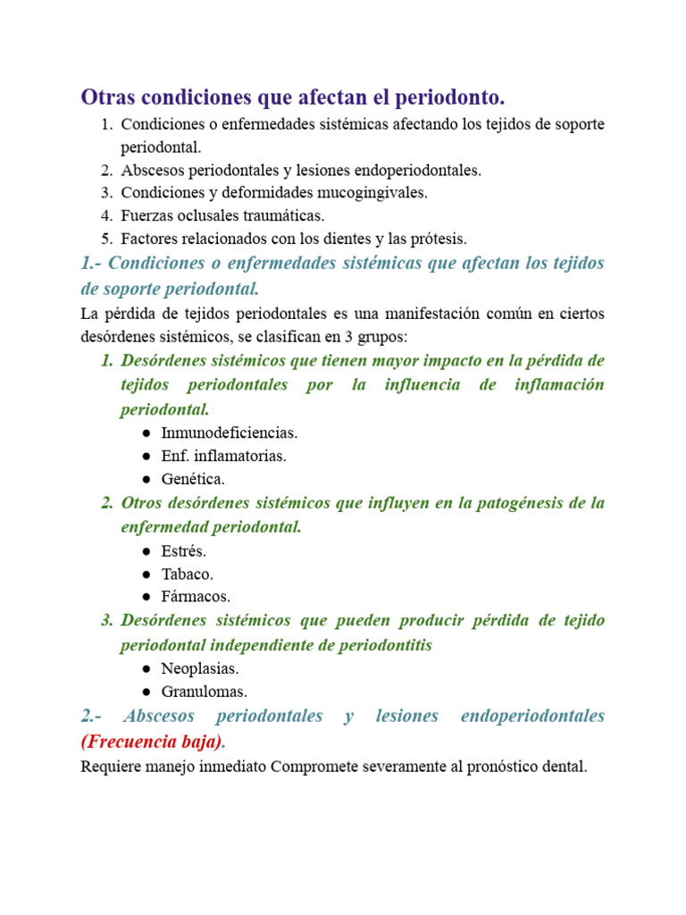 12 - Apartado 3 - Otras Condiciones Que Afectan El Periodonto | PDF ...