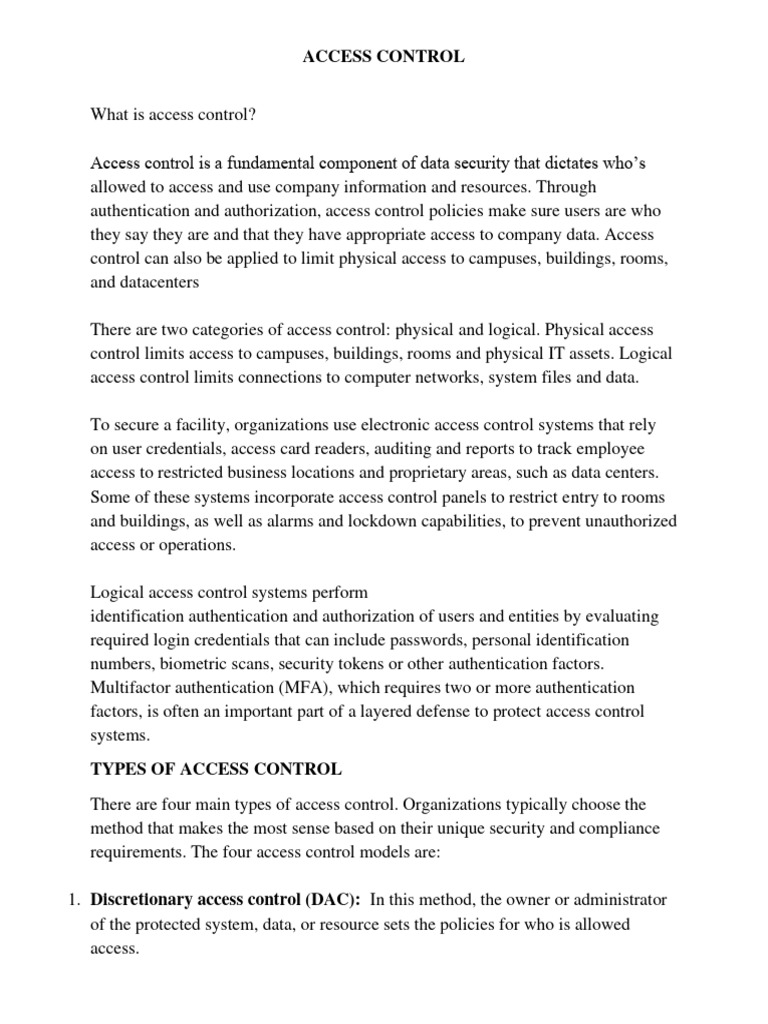 Access Control | PDF | Access Control | Computer Access Control