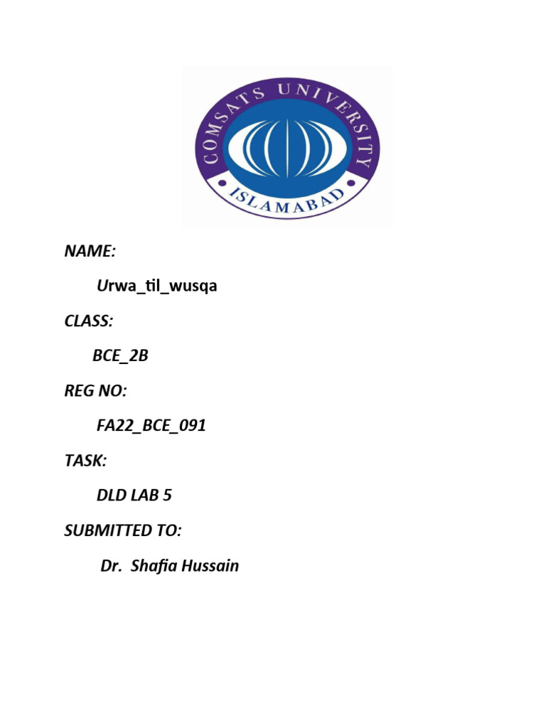 DLD Lab 5 by Utw | PDF | Computer Science | Electronic Engineering