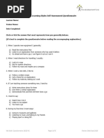 VAK Learning Styles Self-Assessment Questionnaire: VARK Test | PDF ...