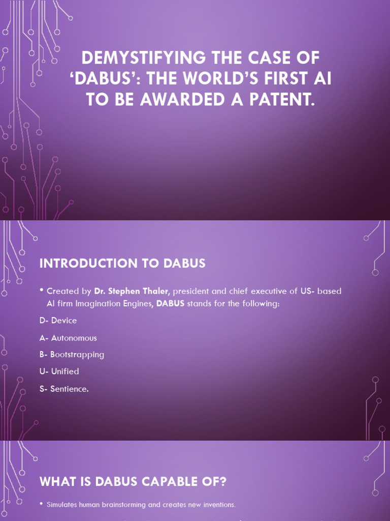 Demystifying The Case of DABUS | PDF | Invention | Patent