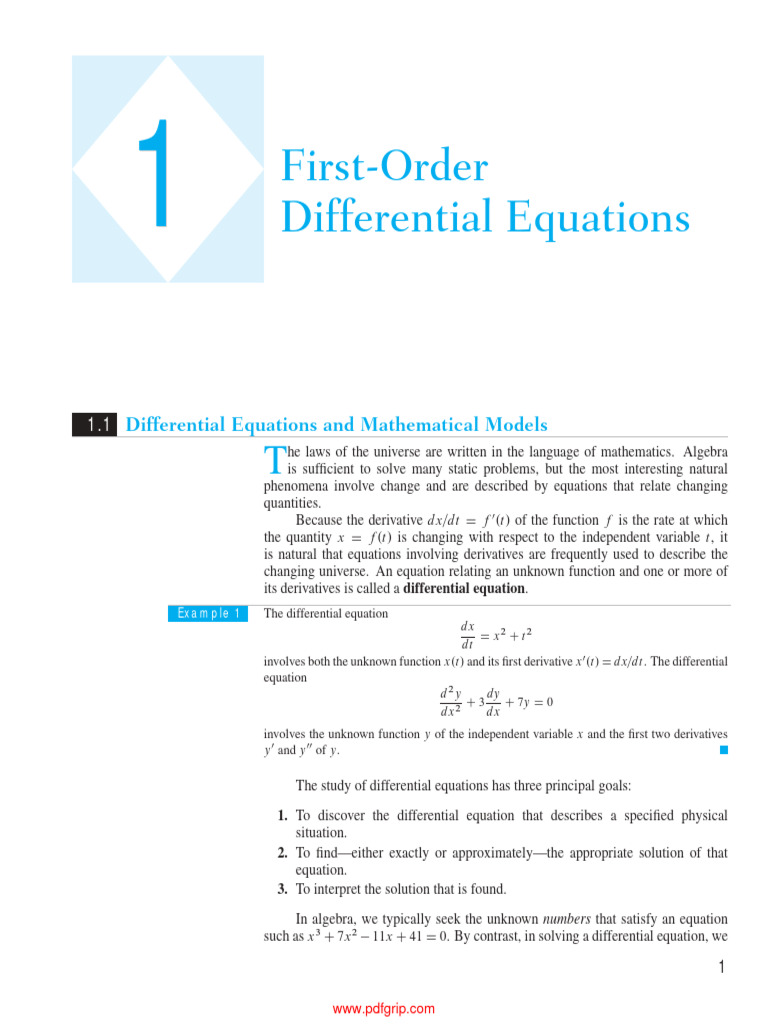 1.1 Differential Equations and Mathematical Models | PDF | Equations ...