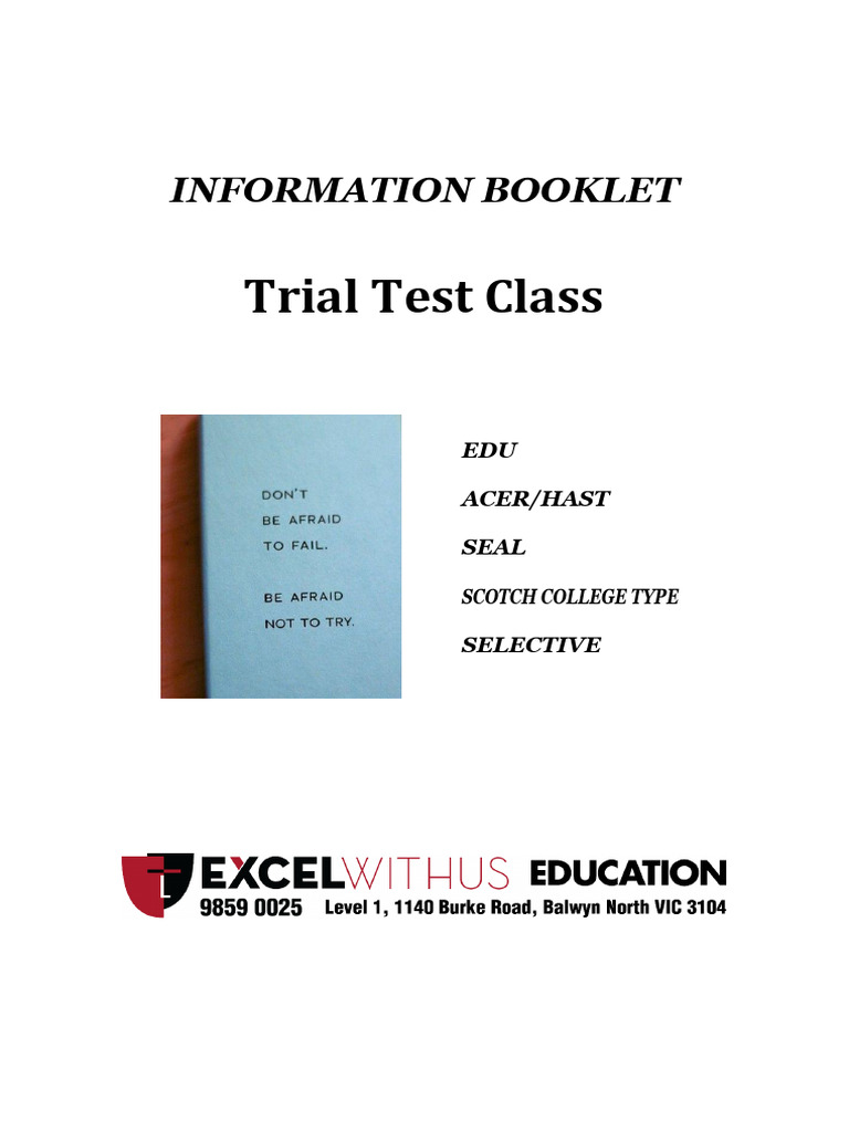 2018 Trial Test Info Booklet | PDF | Gifted Education