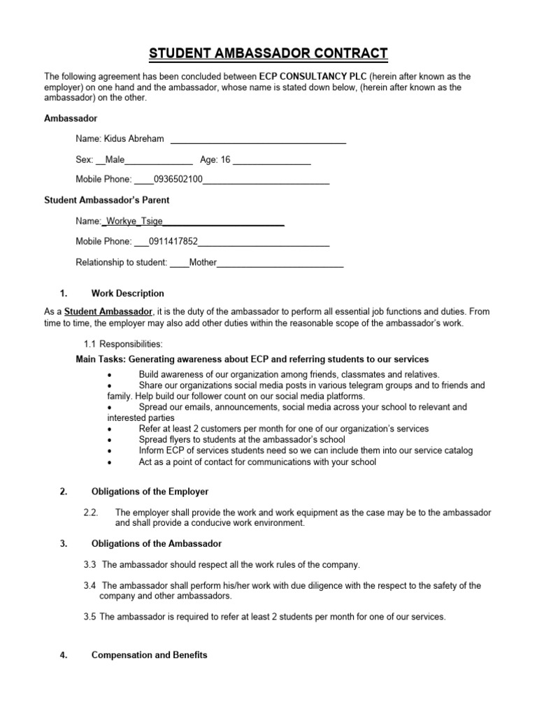 9 - Student Ambassador Contract Edited | PDF | Social Media | Popular ...