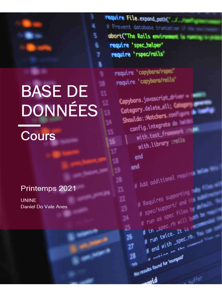 Cours Base de Données 2021 | PDF | Base de données relationnelle | Bases de données