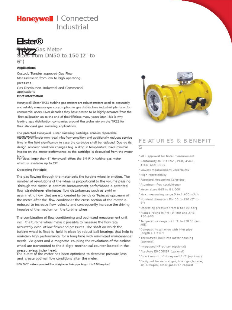 Elster TRZ2 Datasheet EN | PDF | Gases | Pipe (Fluid Conveyance)