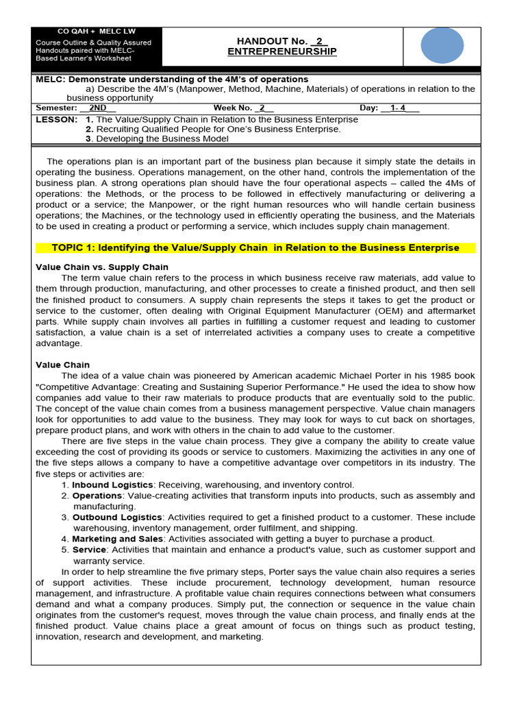 Entrepreneurship Course Overview | PDF | Recruitment | Value Chain